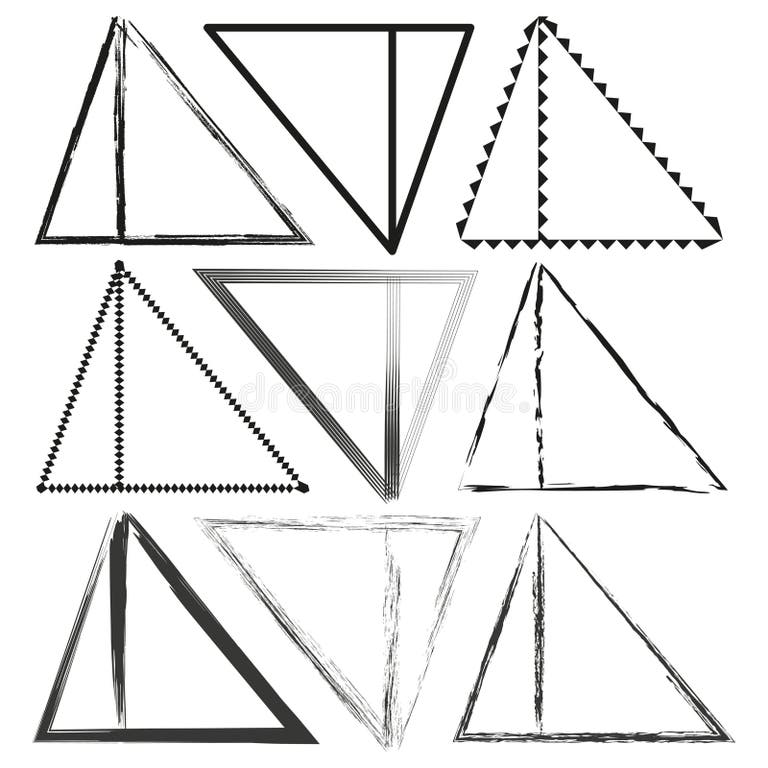 Hand Drawn Triangle Shapes. Geometric Abstract Patterns. Distressed ...