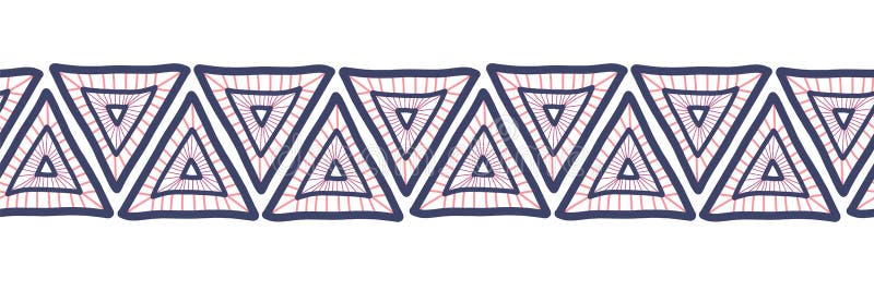 Hand Drawn Triangles Seamless Vector Border. Boho Style Pattern Tribal ...