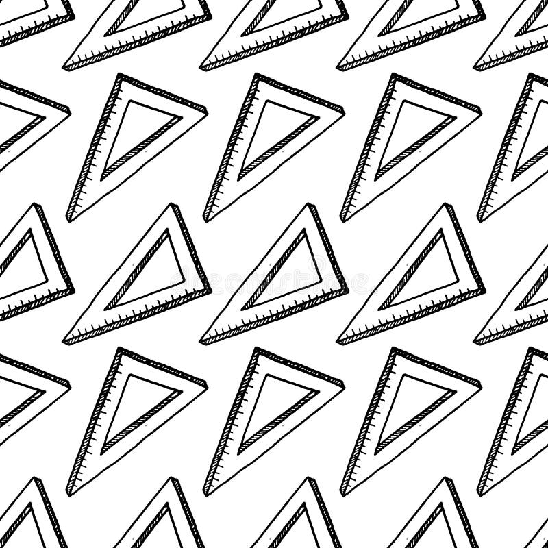 Hand Drawn Triangular Ruler Doodle. Sketch Style Icon. Decoration ...