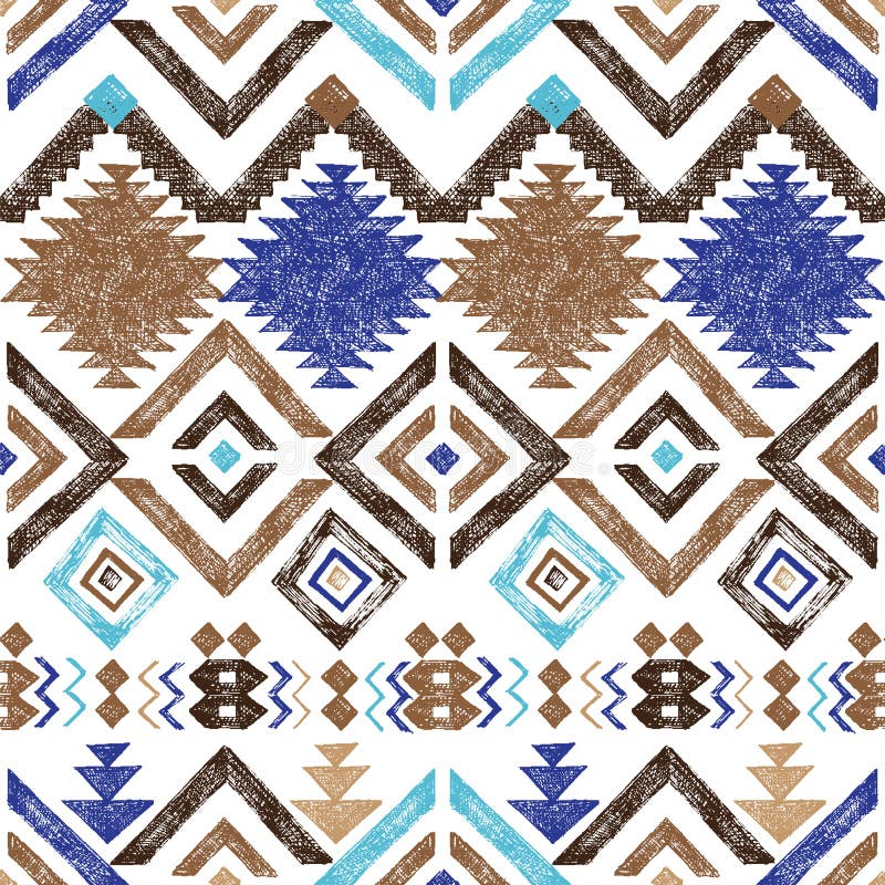 Hand Drawn Tribal Seamless Pattern Stock Vector - Illustration of arrow ...