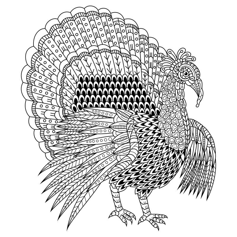 Hand Drawn of Turkey in Zentangle Style Stock Illustration ...