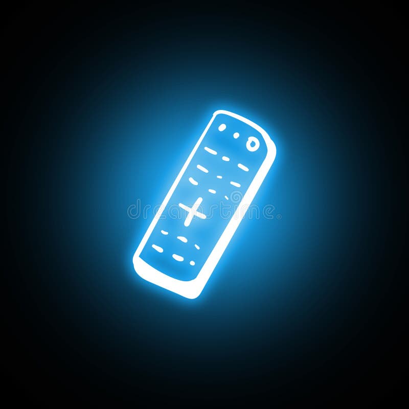 Hand Drawn TV Remote Control Icon in Hologram and Neon Style with Glow ...