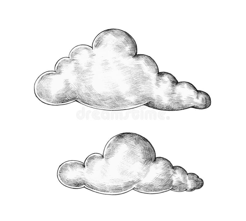 Two Clouds Illustration Black White Stock Illustrations – 365 Two ...