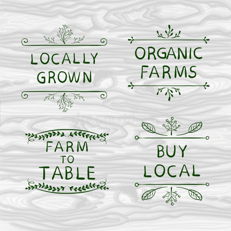 Hand Drawn Typographic Elements: FARM PRODUCT Labels, VECTOR Template ...