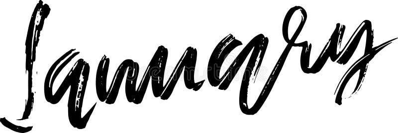 January. Lettering Banner. Hand Drawn Calligraphy Poster. Vector ...