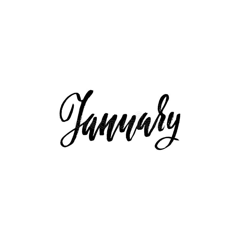 Hand Drawn Typography Lettering. January. Month Inscription. Vector ...