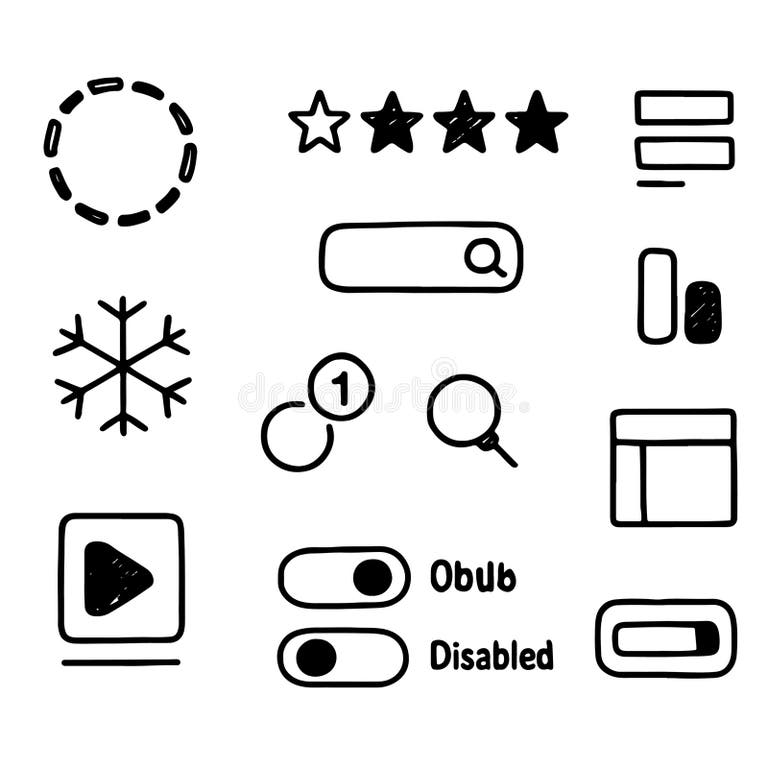 Hand Drawn UI UX Elements Collection Set of Sketch Style Interface ...