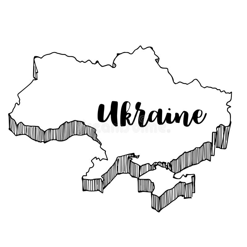 Hand drawn of Ukraine map stock illustration. Illustration of city ...