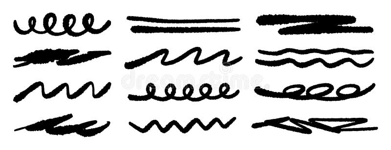 Hand Drawn Underline Strokes Decorative Design Art Pattern Texture Line ...