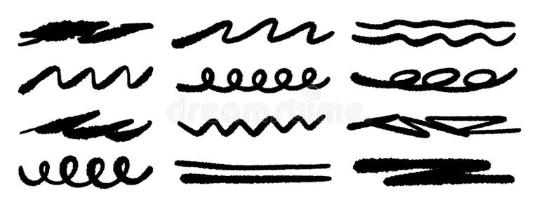 Hand Drawn Underline Strokes Decorative Design Art Pattern Texture Line ...