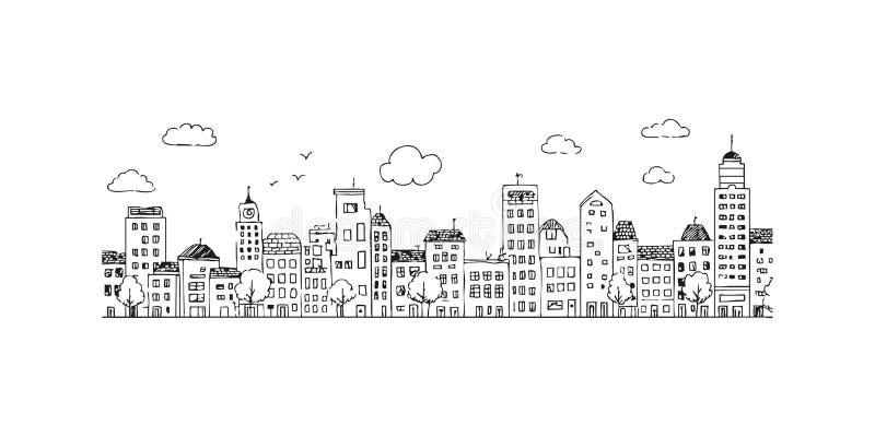 Hand-Drawn Urban Skyline Illustration. Cityscape Creativity and Design ...