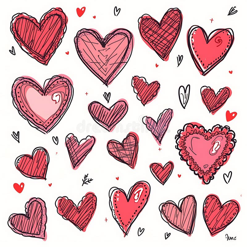 Hand-drawn Valentines Day Craft Icons Pack Stock Illustration ...