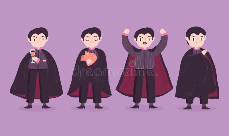 Hand Drawn Vampire Character Collection Design Vector Stock Vector ...