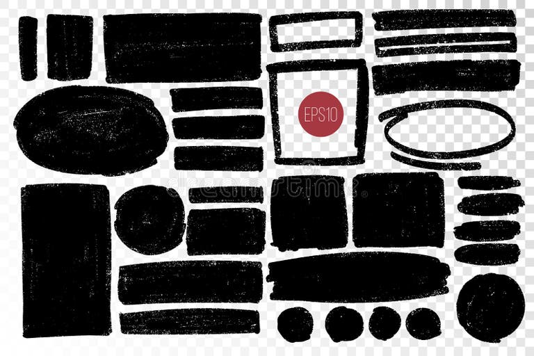 Hand Drawn Various Shape Set for Backdrops. Vector Textured One Color ...