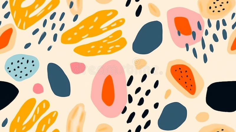 Hand Drawn Various Shapes Abstract Cute Pattern. Collage Contemporary ...