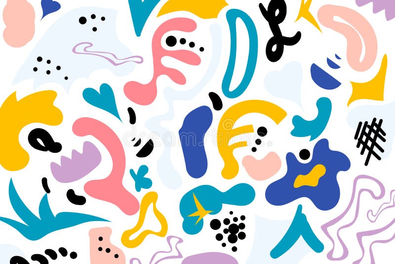 Hand Drawn Various Shapes and Doodle Objects. Abstract Contemporary ...