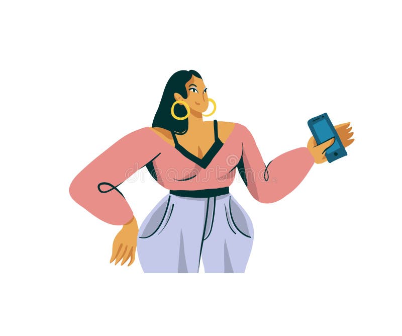Hand Drawn Vector Abstract Cartoon Modern Graphic Influencer Girl