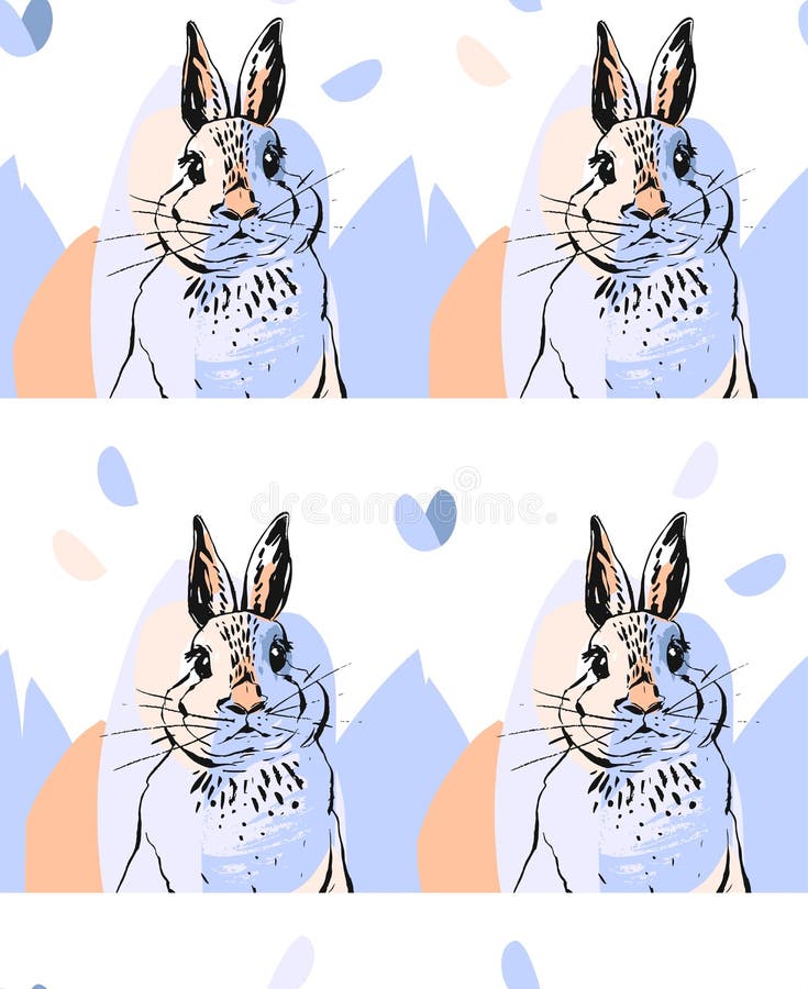 Hand Drawn Vector Abstract Collage Drawing Cute Seamless Pattern with ...