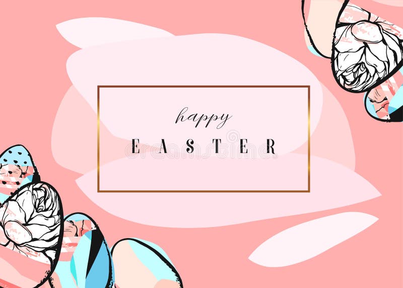 Hand Drawn Vector Abstract Creative Happy Easter Greetings Card Design ...