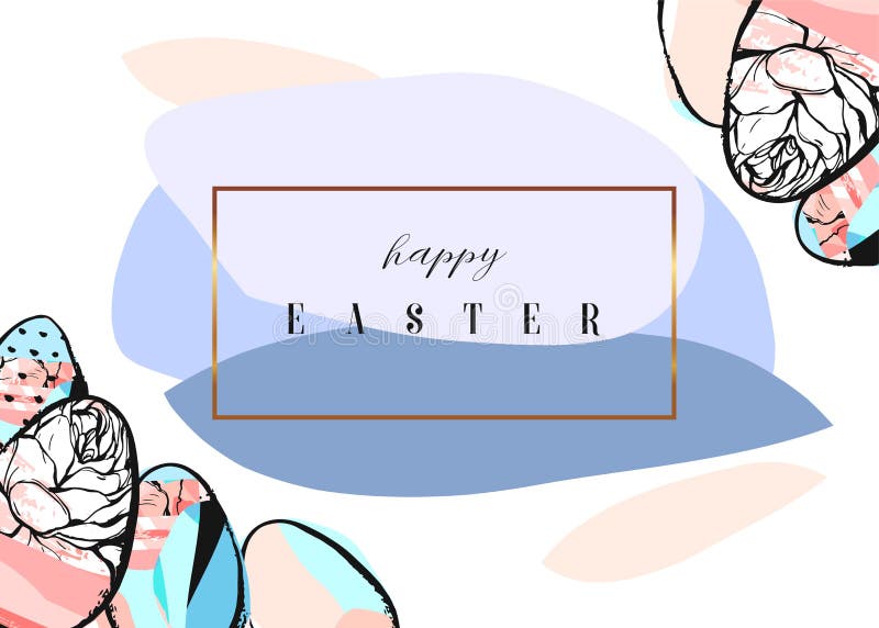 Hand Drawn Vector Abstract Creative Happy Easter Greetings Card Design ...