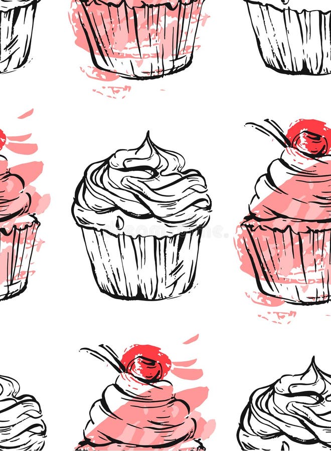 Hand Drawn Vector Abstract Graphic Delicious Seamless Pattern with ...