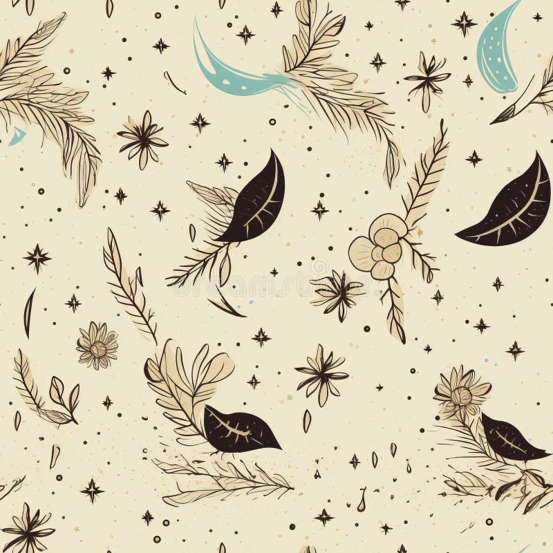 Hand Drawn Vector Abstract Retro Graphic Illustration with Bohemian ...