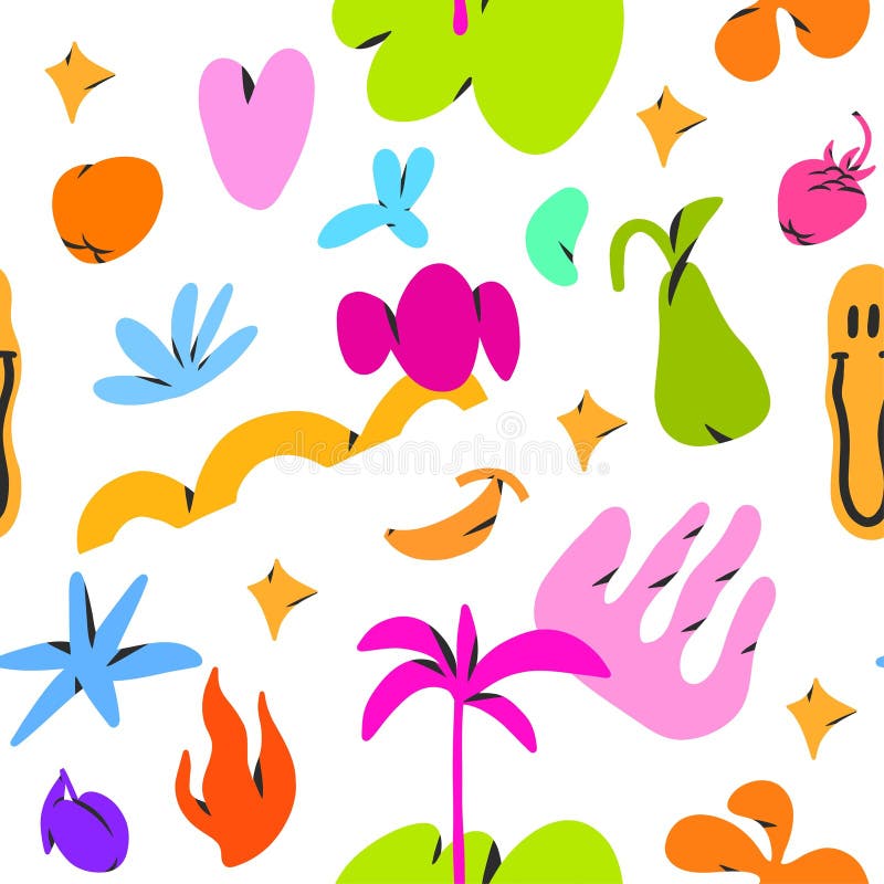 Hand Drawn Vector Abstract Simple Contemporary Art Seamless Pattern ...