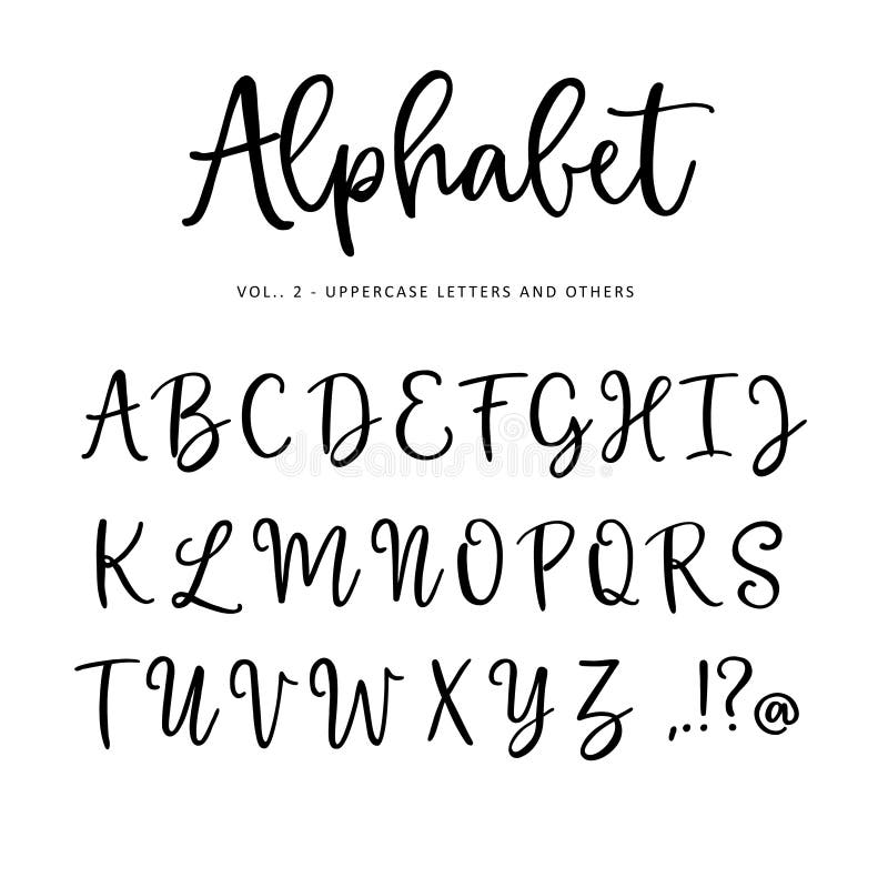 Hand Drawn Vector Alphabet, Font. Isolated Letters, Punctuation Written ...