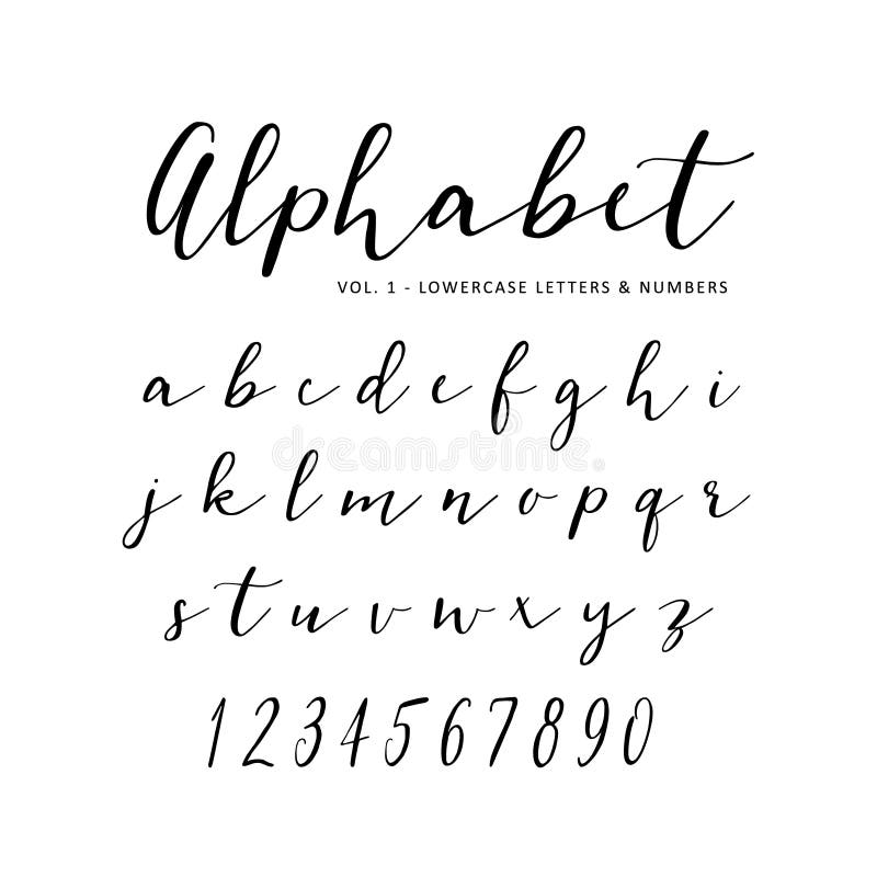 Hand Drawn Alphabet. Script Font Stock Vector - Illustration of ...