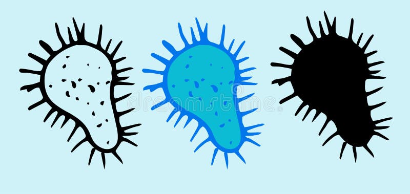 The Bacterium Icon is Blue. a Microbe of Uneven Shape, Hand-drawn in ...