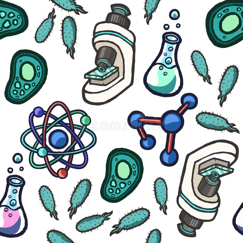 Hand Drawn Vector Biologic Seamless Pattern. Stock Vector ...