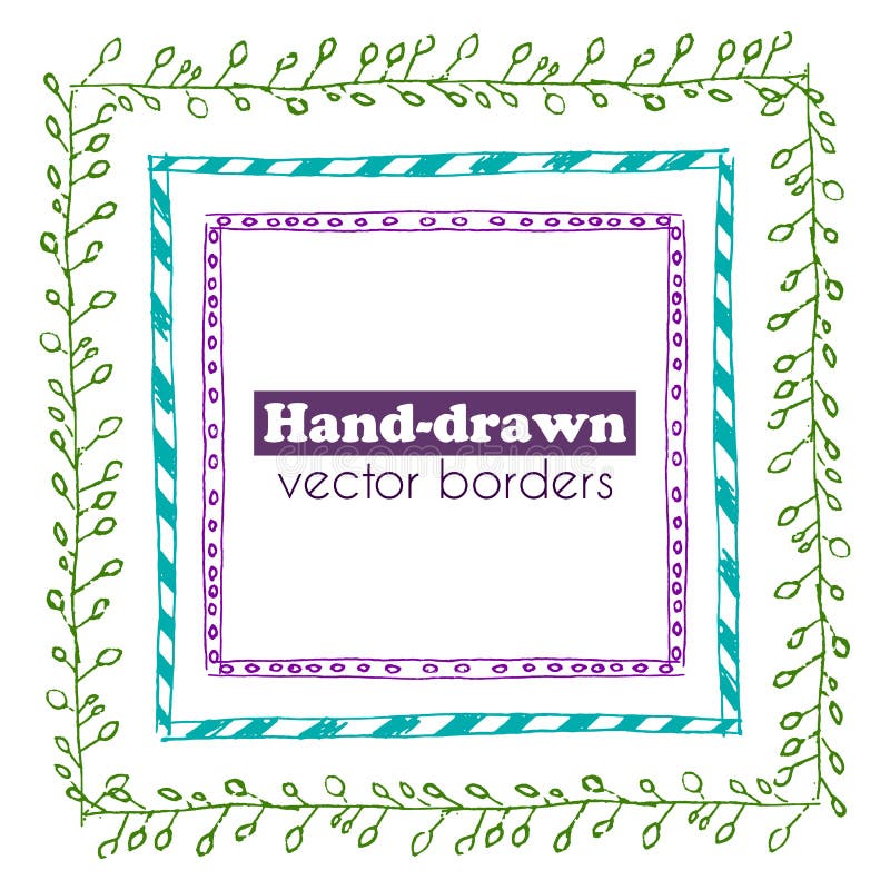 Big Set of Pen Drawing Seamless Borders Stock Vector - Illustration of ...