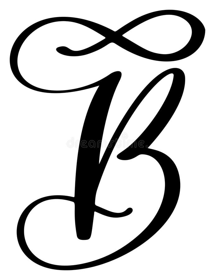 Hand Drawn Vector Calligraphy Letter B Curve. Script Font Logo ...