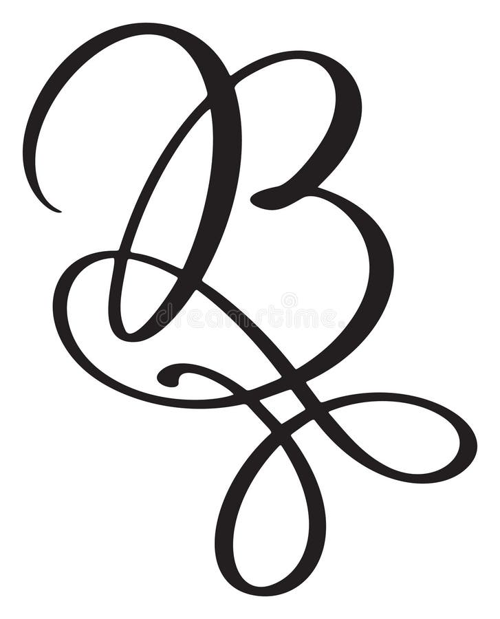 Hand Drawn Vector Calligraphy Letter B Curve. Script Font Logo ...