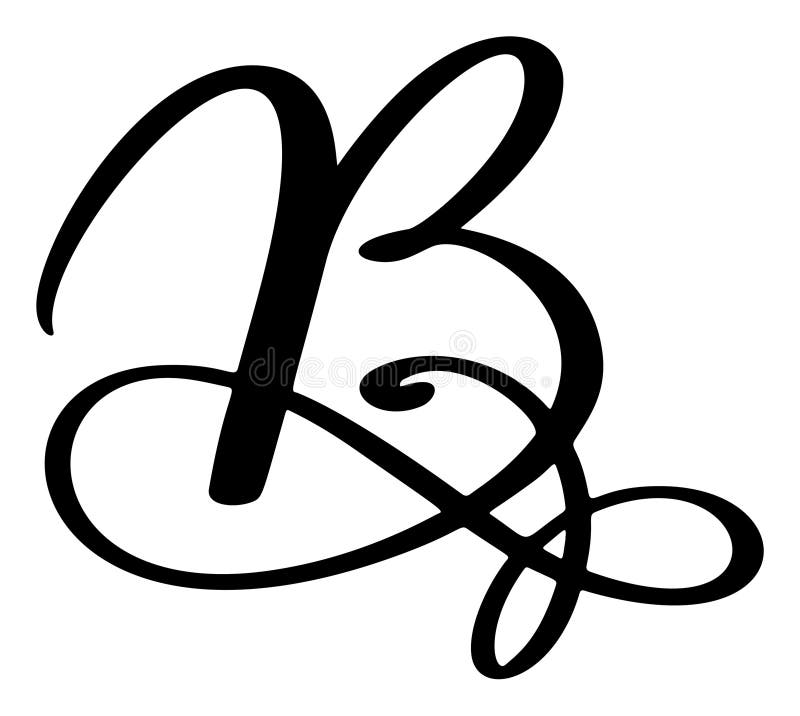 Hand Drawn Vector Calligraphy Letter B. Script Font Wedding Logo Stock ...