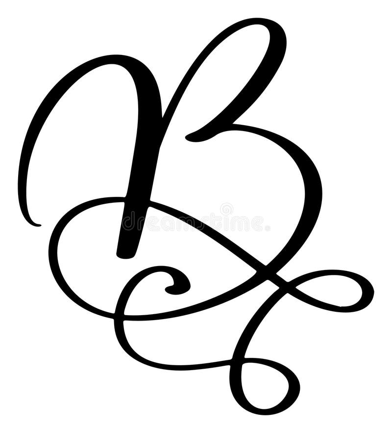 Hand Drawn Vector Calligraphy Letter B. Script Logo Font Stock Vector ...