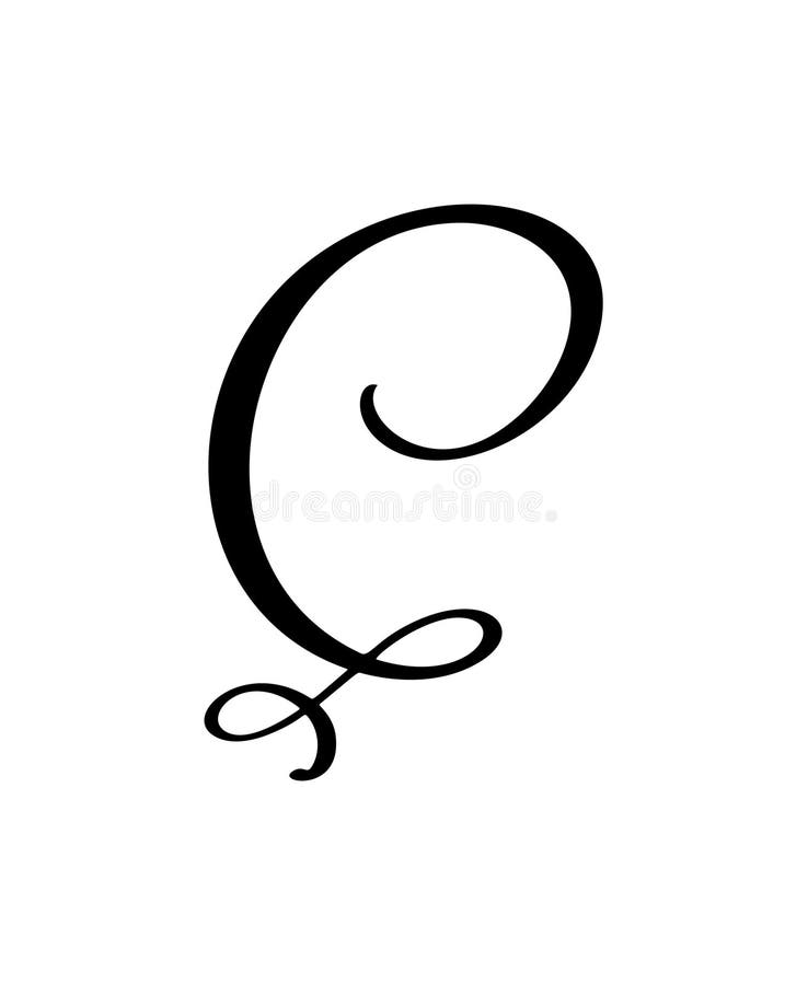 Hand Drawn Vector Calligraphy Letter C. Script Font Logo Stock Vector ...