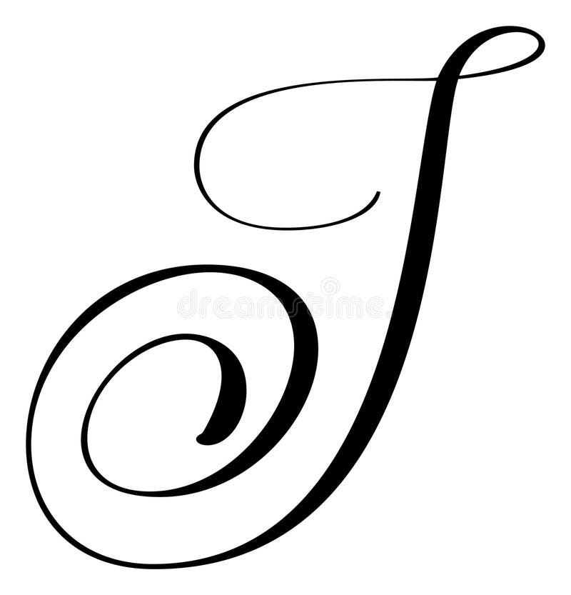 J - Capital Script Letter in Black. Stock Illustration - Illustration ...