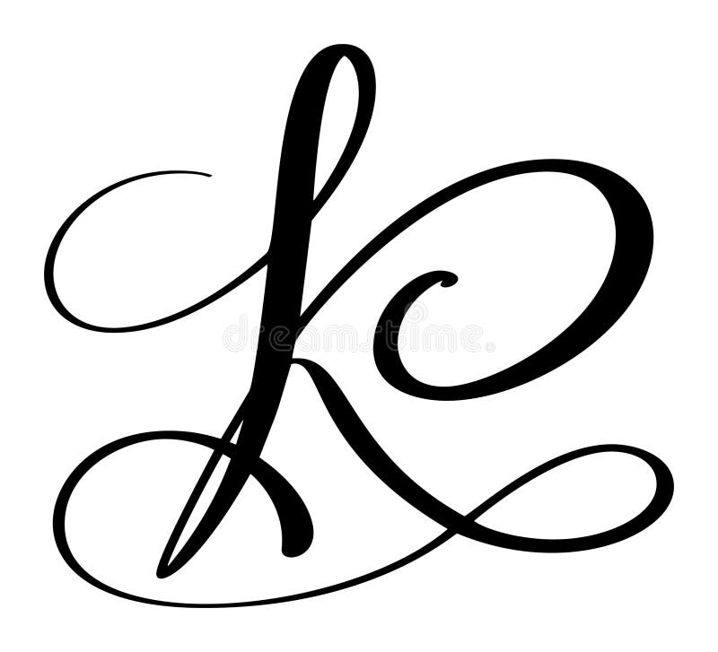 Hand Drawn Vector Calligraphy Letter Capital K. Script Font Logo ...