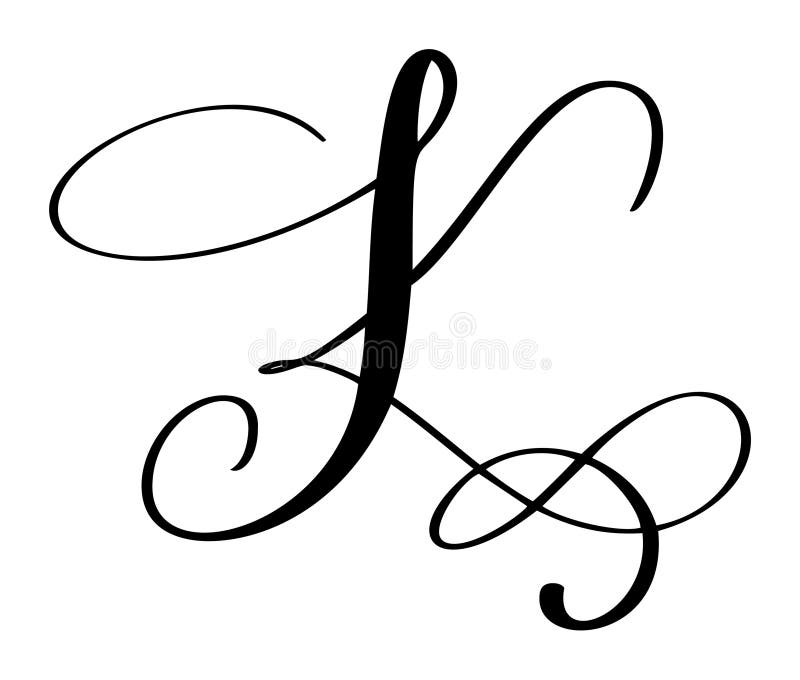 Hand Drawn Vector Calligraphy Letter Capital K. Script Font Logo ...