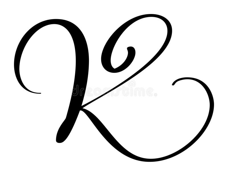 Hand Drawn Vector Calligraphy Letter Capital K. Script Font Logo ...