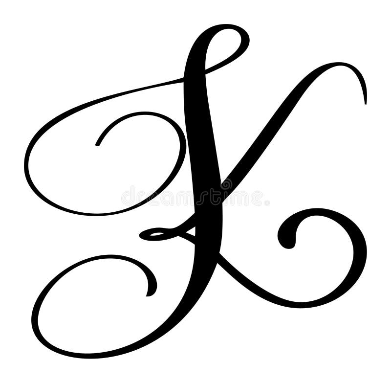 Hand Drawn Vector Calligraphy Letter Capital K. Script Font Logo ...