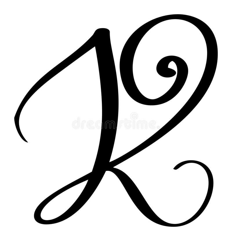 Hand Drawn Vector Calligraphy Letter Capital K. Script Font Logo ...