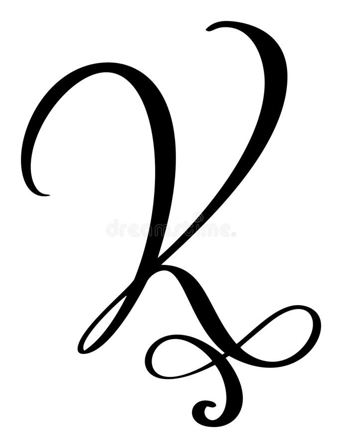 Hand Drawn Vector Calligraphy Letter Capital K. Script Font Logo ...
