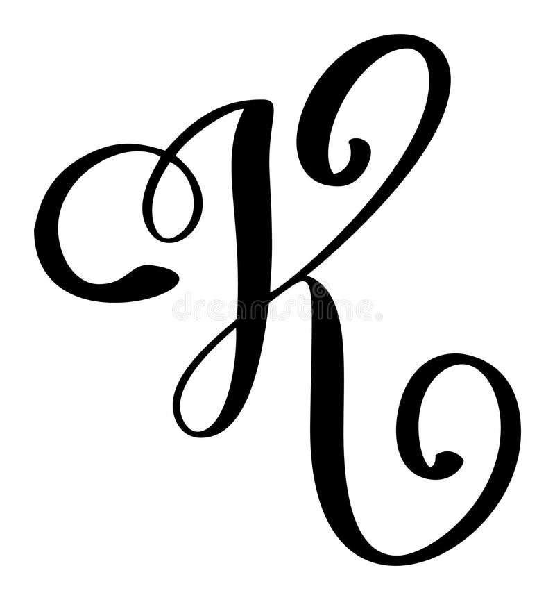 Hand Drawn Vector Calligraphy Letter Capital K. Script Font Logo ...