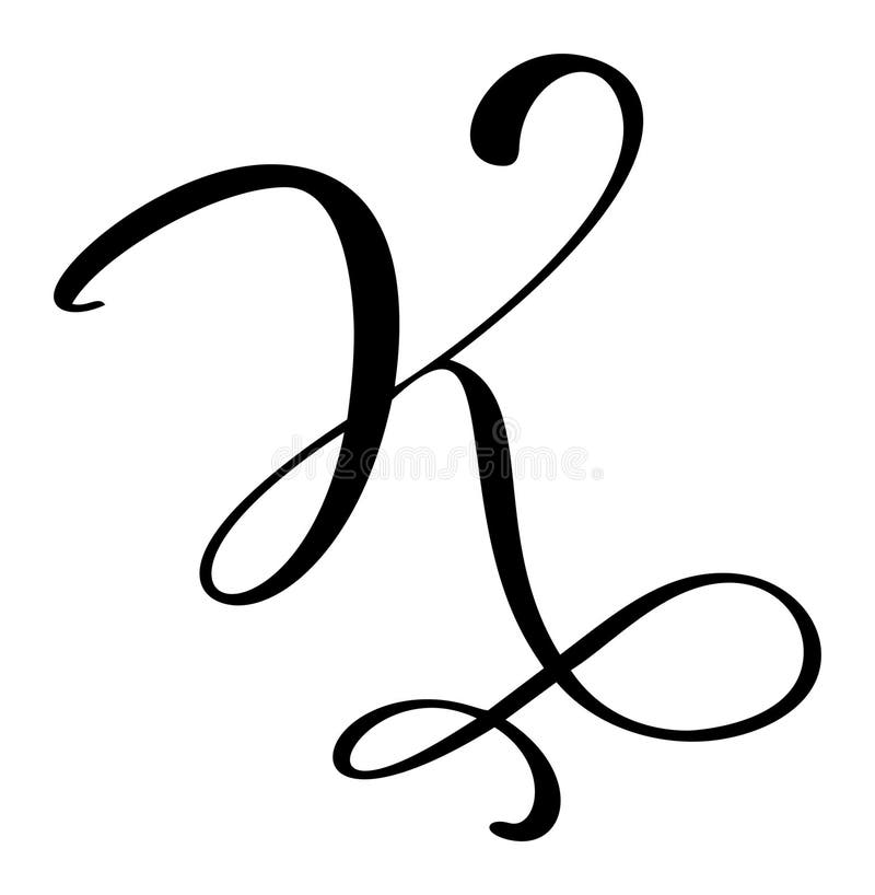 Hand Drawn Vector Calligraphy Letter Capital K. Script Font Logo ...