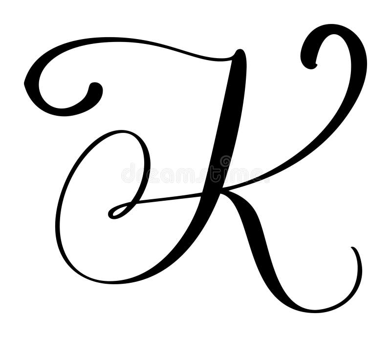 Hand Drawn Vector Calligraphy Letter Capital K. Script Font Logo ...