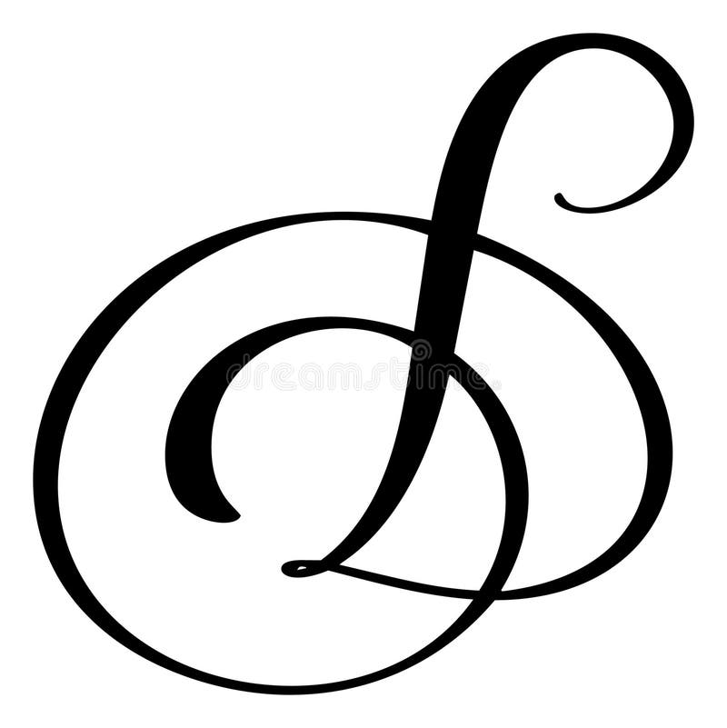 Hand Drawn Vector Calligraphy Letter D. Script Font Logo Stock Vector ...