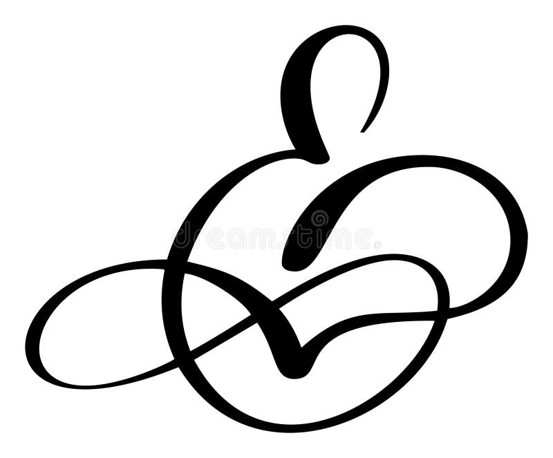Hand Drawn Vector Calligraphy Letter E. Script Font Logo Stock Vector ...