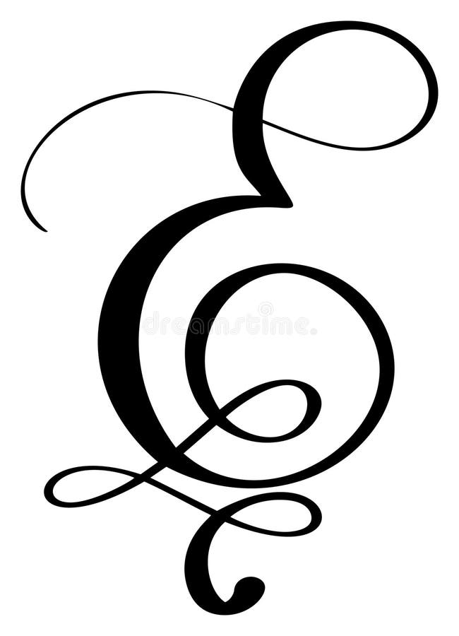 Hand Drawn Vector Calligraphy Letter E. Script Font Logo Stock Vector ...